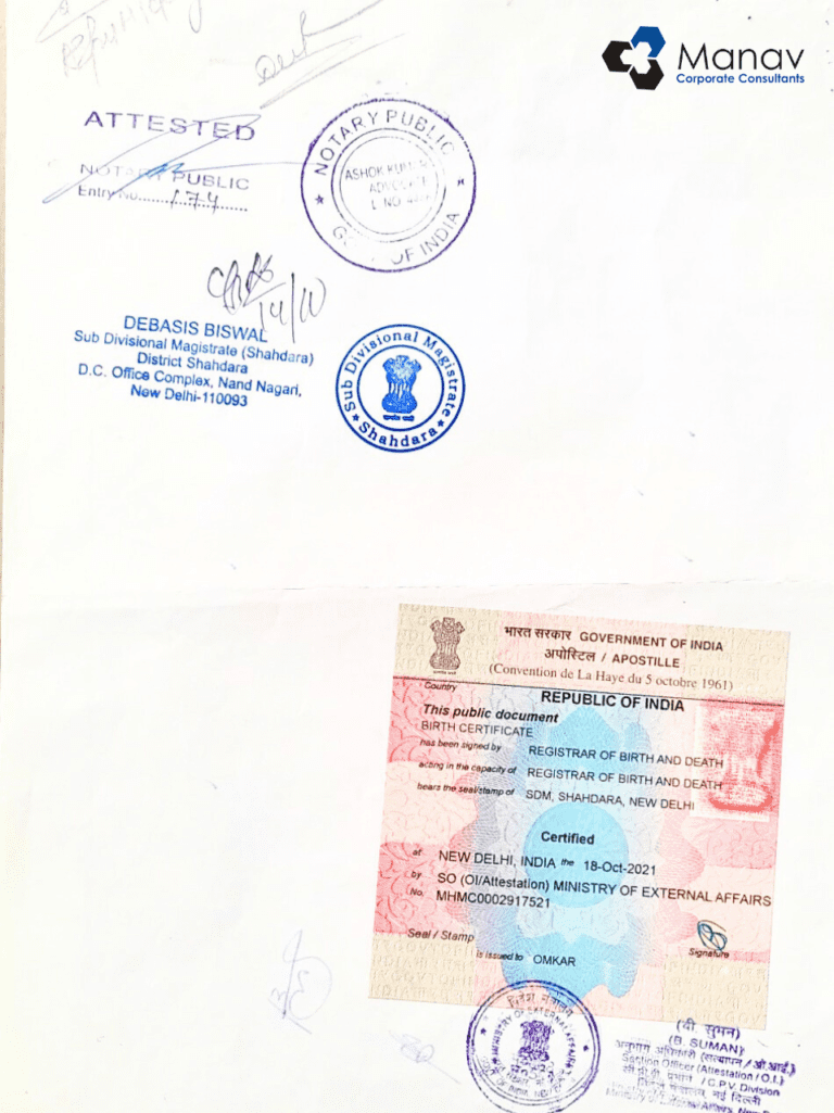 Apostille Certificate Attestation- Manav Consultants Apostille Attestation